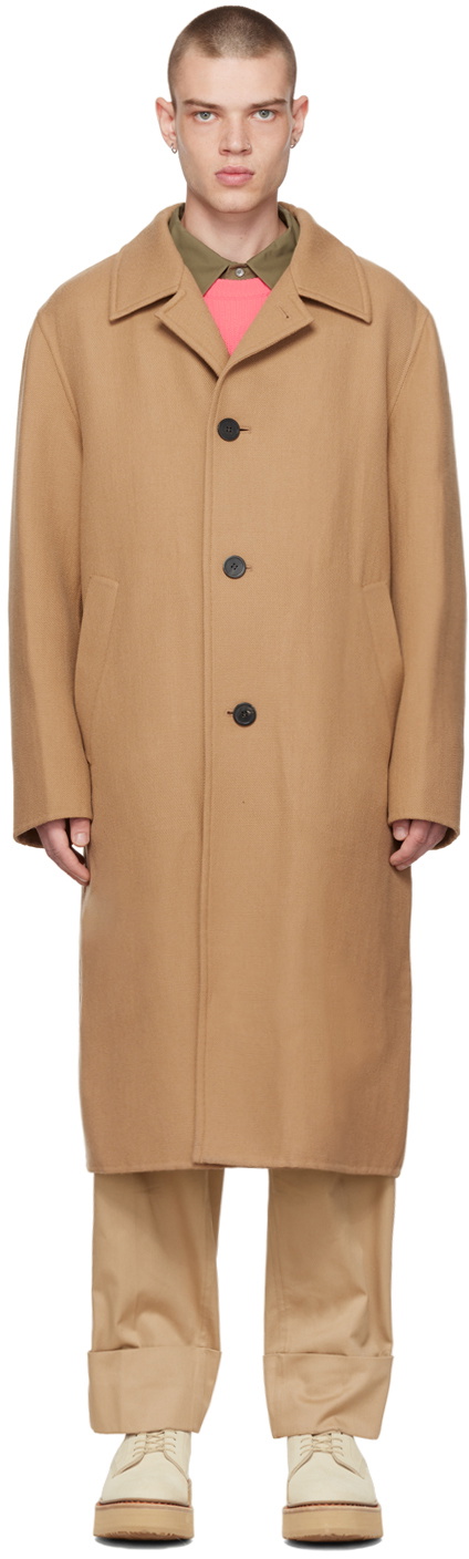 Solid Homme Beige Belted Coat Solid Homme