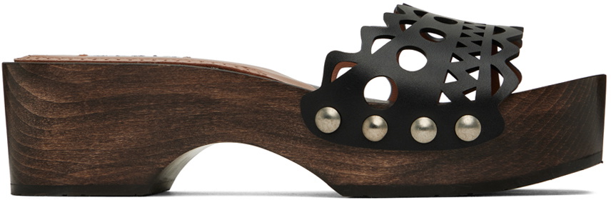 ALAÏA Black Wooden Flat Clogs ALAÏA
