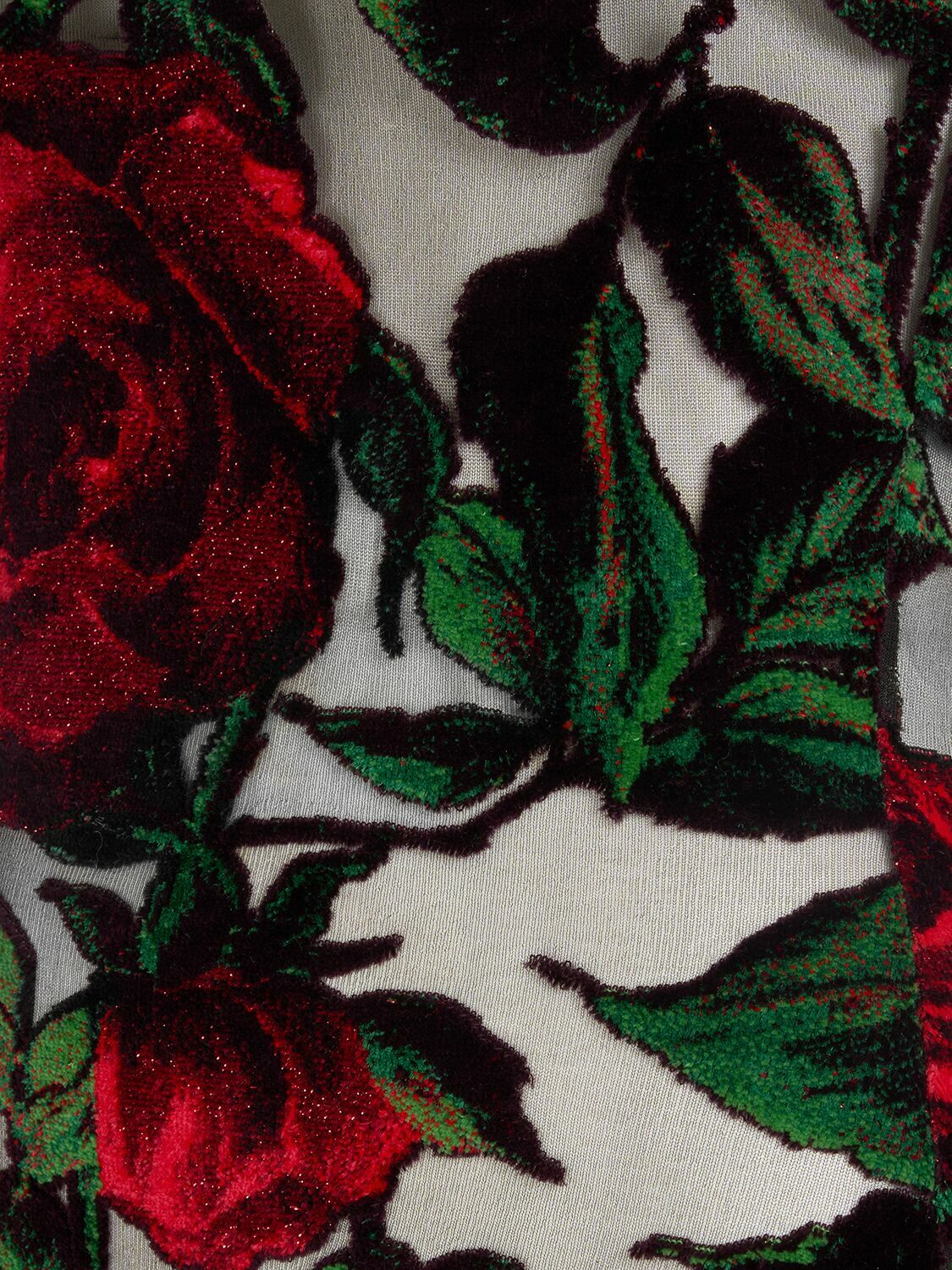 BALMAIN - Rose Print Velvet Mini Dress Balmain