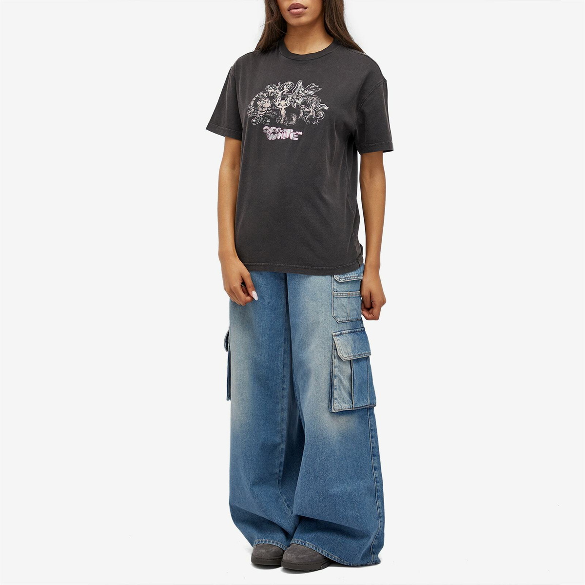 Off-White Women's Washed Characters T-Shirt in Black Off-White