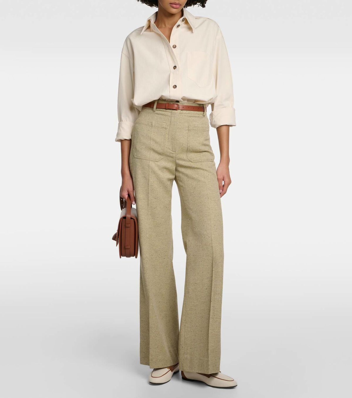 Tod's Catena leather-trimmed canvas loafers Tod's