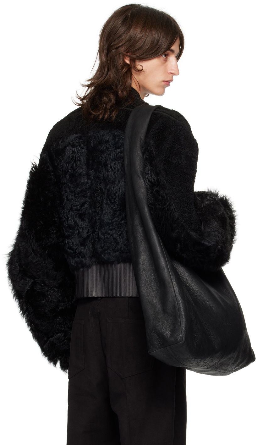Rick Owens Black Porterville Girdered Reversible Shearling Bomber ...