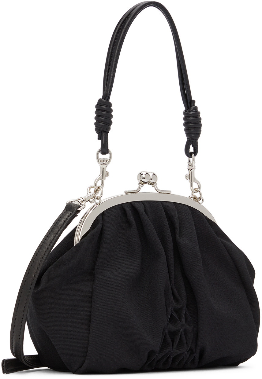 Y's Black Smocked Clasp Pochette Bag Ys