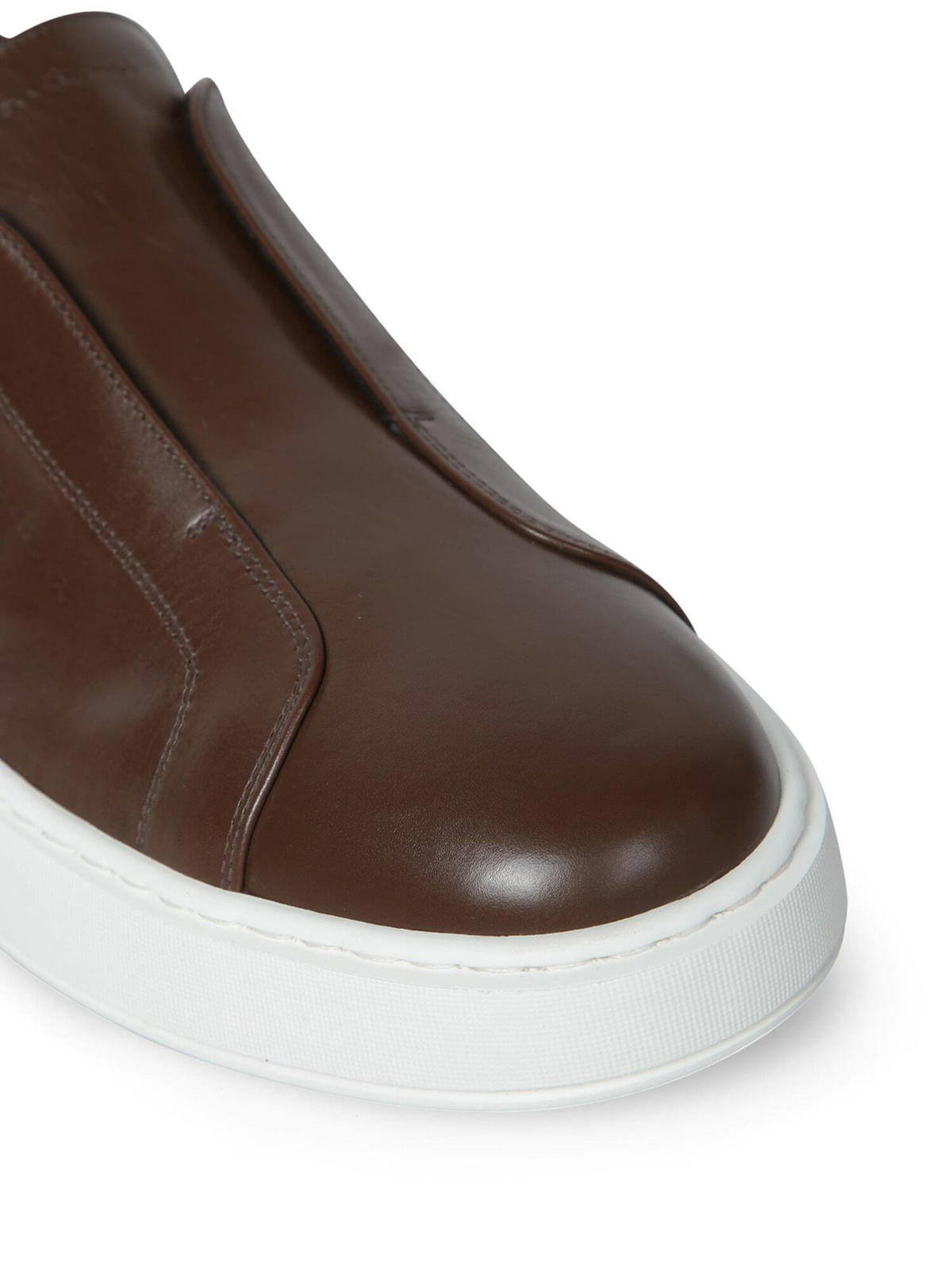 Santoni Victory Dark Brown Leather Sneakers Santoni