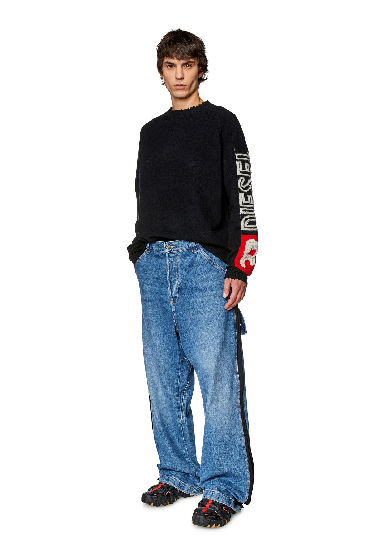 Diesel Wool sweater with cut-up logo - Knitwear Mens in Black Diesel