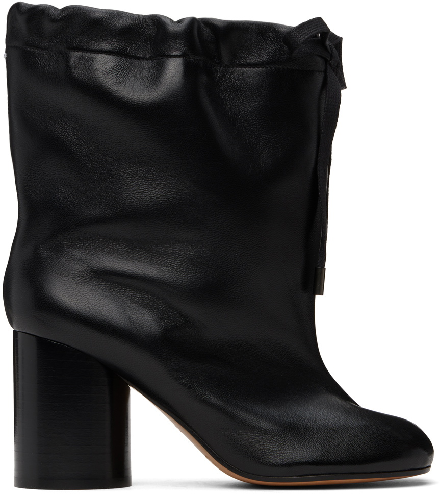 Maison Margiela Black Tabi Drawstring Ankle Boots Maison Margiela