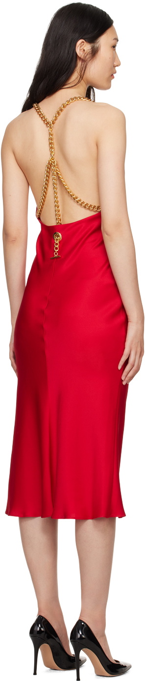 Moschino Red Chains & Hearts Midi Dress Moschino