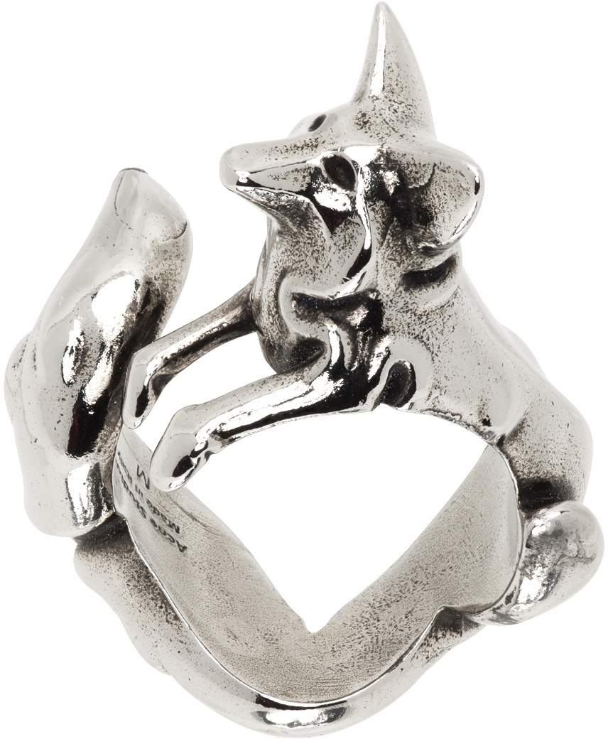 Acne Studios Silver Graphic Band Ring Acne Studios