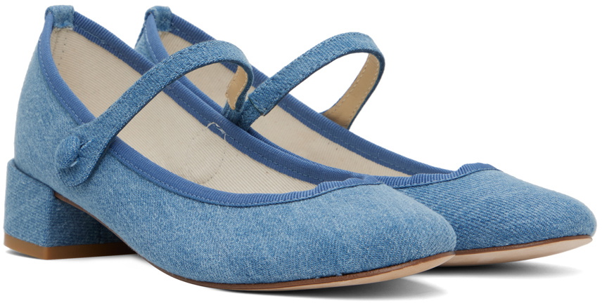 Repetto Blue Rose Mary Jane Heels Repetto