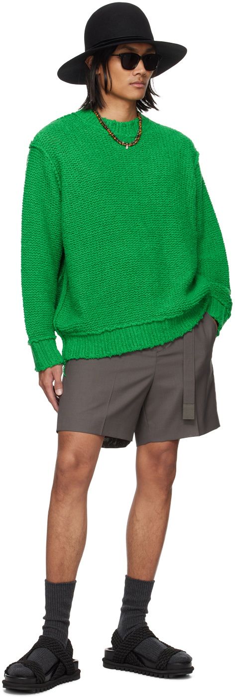 sacai Green Loose Thread Sweater Sacai