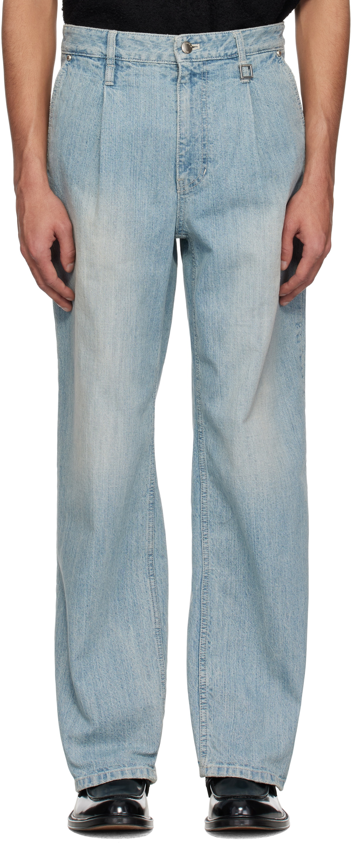 WOOYOUNGMI Blue Wide Slub Denim Jeans Wooyoungmi