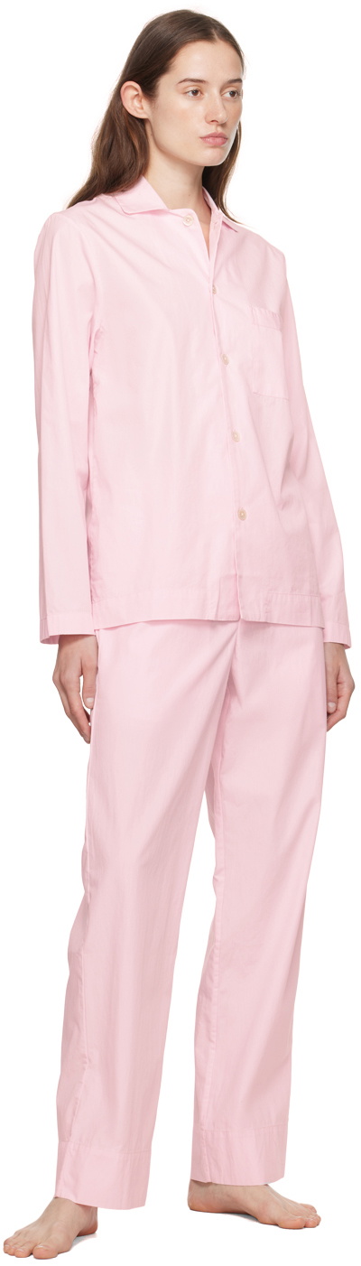 Tekla Pink Long Sleeve Pyjama Shirt Tekla Fabrics