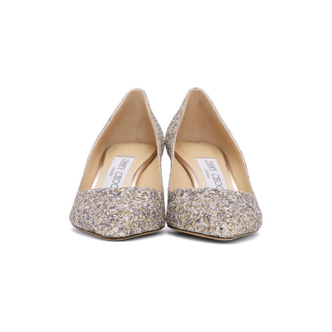 Jimmy Choo Silver Glitter Romy 60 Heels Jimmy Choo