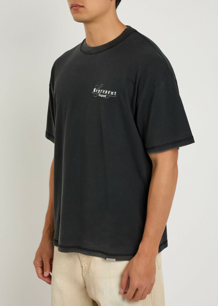 Represent Legacy Overprint Logo Cotton T-shirt Black Represent