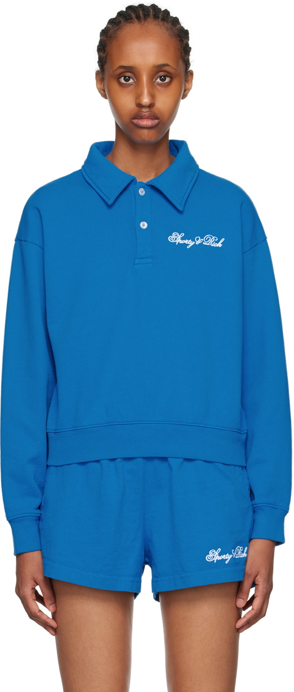 Sporty & Rich Blue Cursive Polo Sporty & Rich