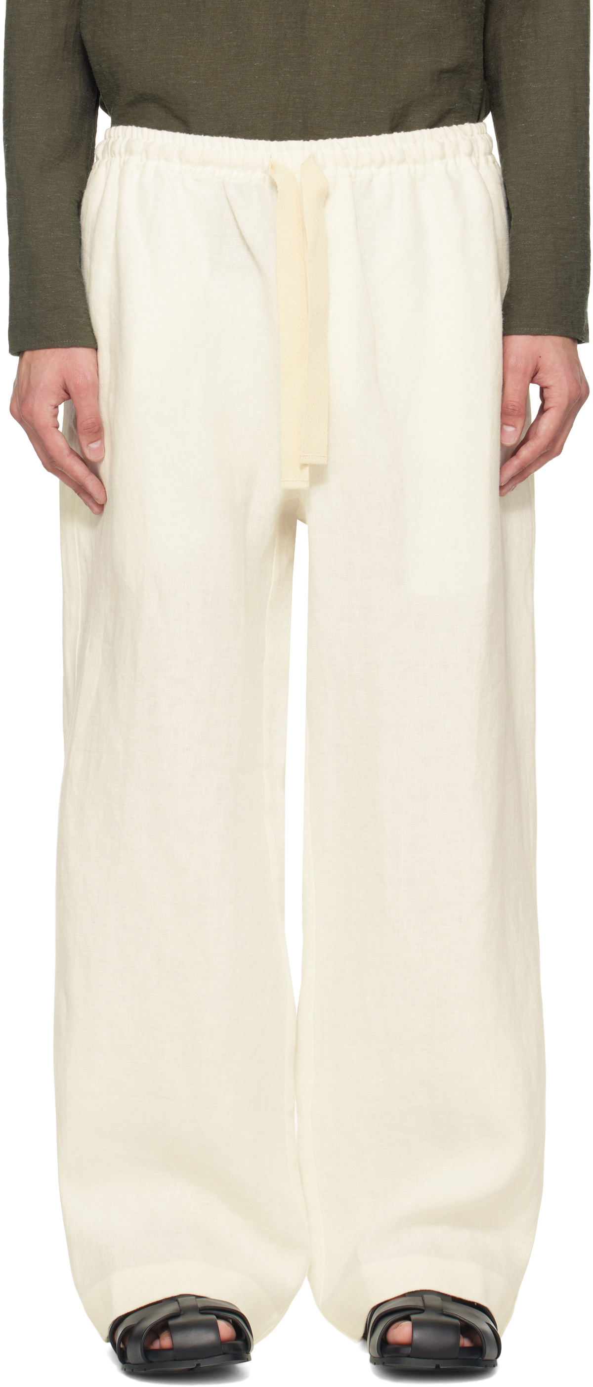 COMMAS White Wide Leg Linen Trousers Commas