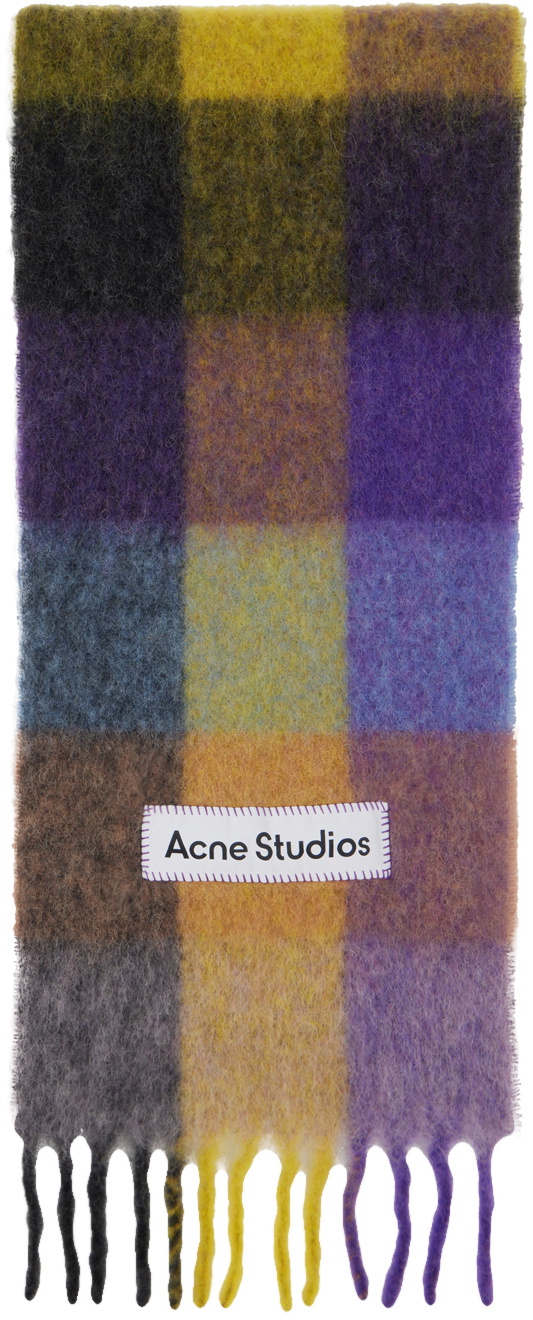 Acne Studios Purple & Yellow Check Scarf Acne Studios