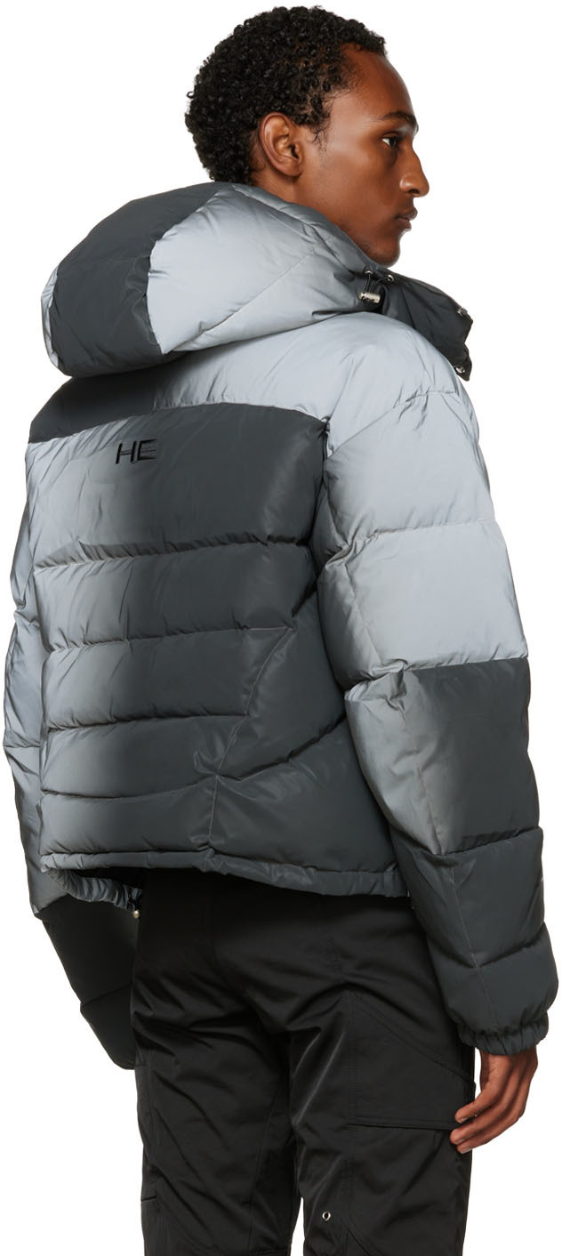 HELIOT EMIL Gray Reflective Down Jacket Heliot Emil