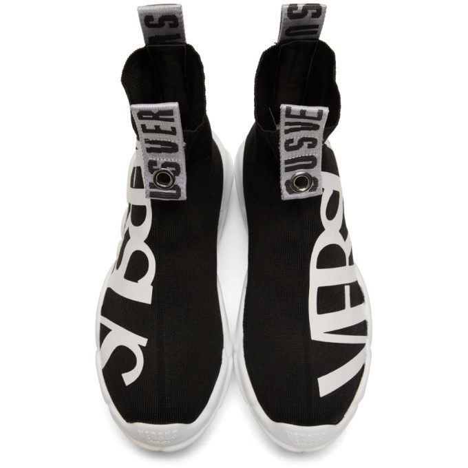 Versus Black Logo Ribbons Sock Sneakers Versus
