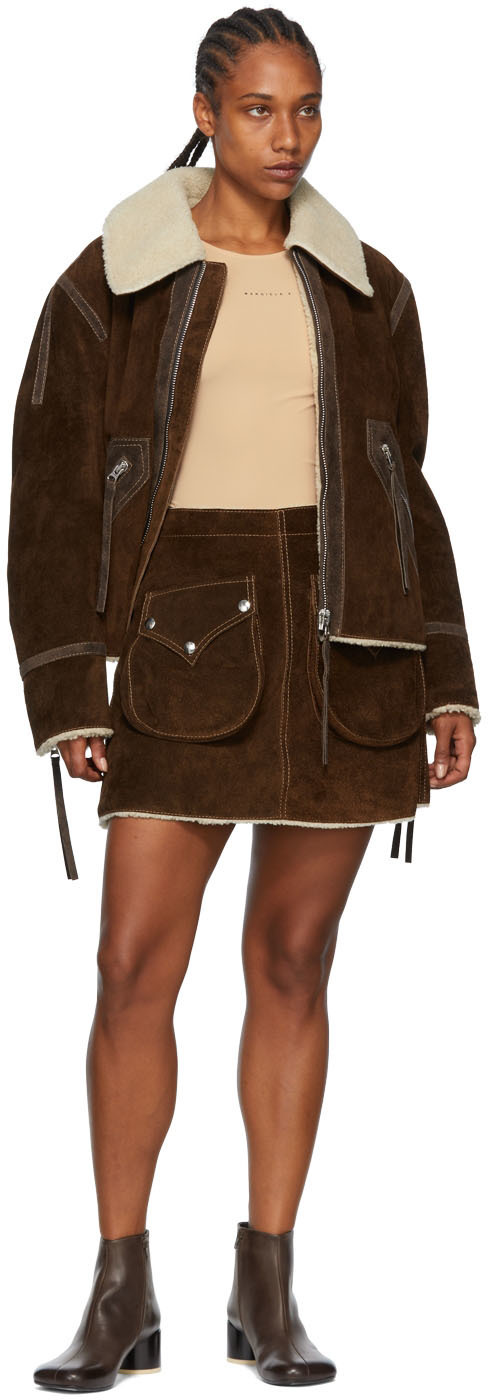 MM6 Maison Margiela Brown Suede Jacket MM6 Maison Margiela