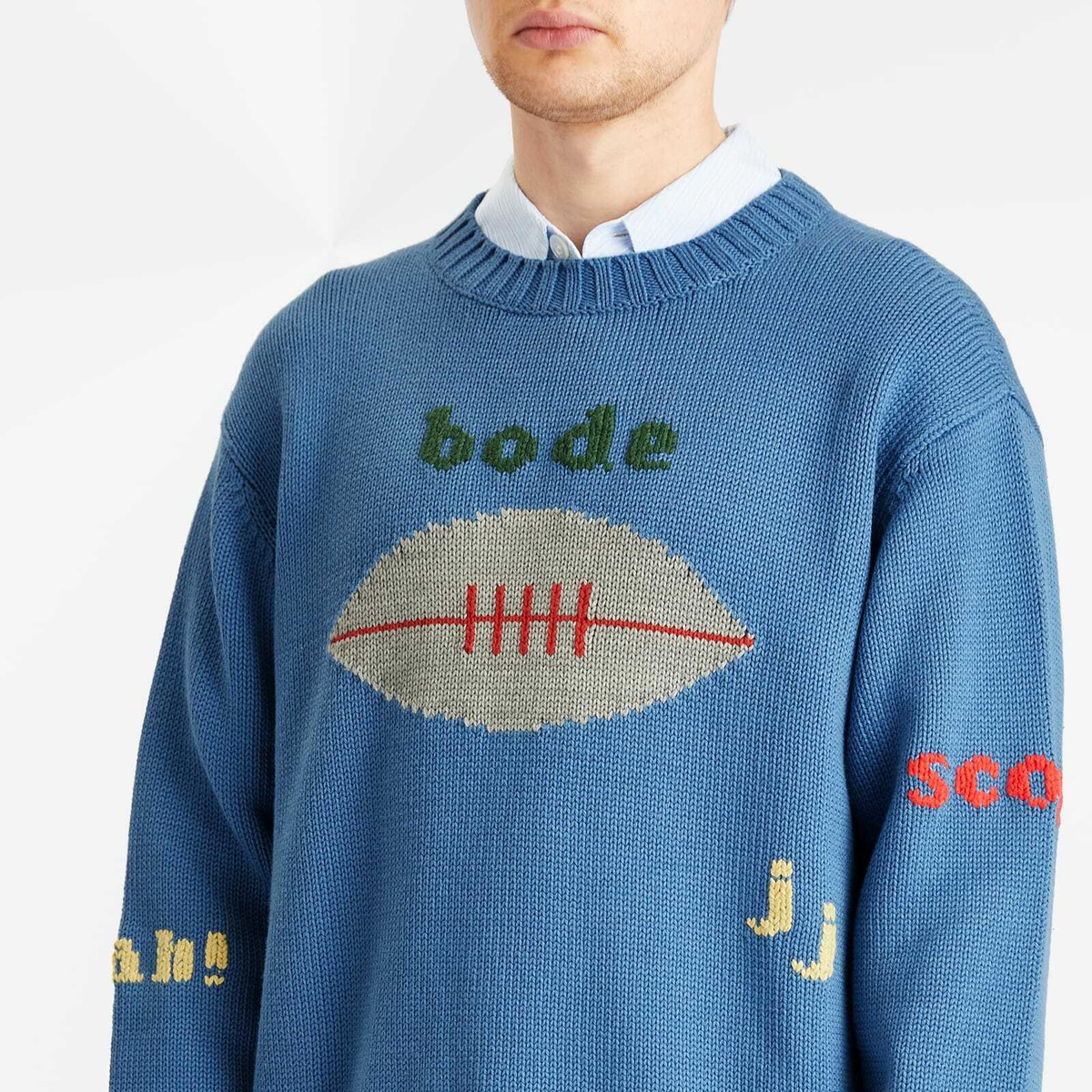 BODE Men's Spirit Sweater in Blue Bode