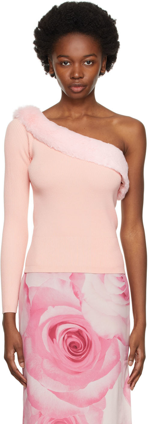 Blumarine Pink Open Shoulder Sweater Blumarine
