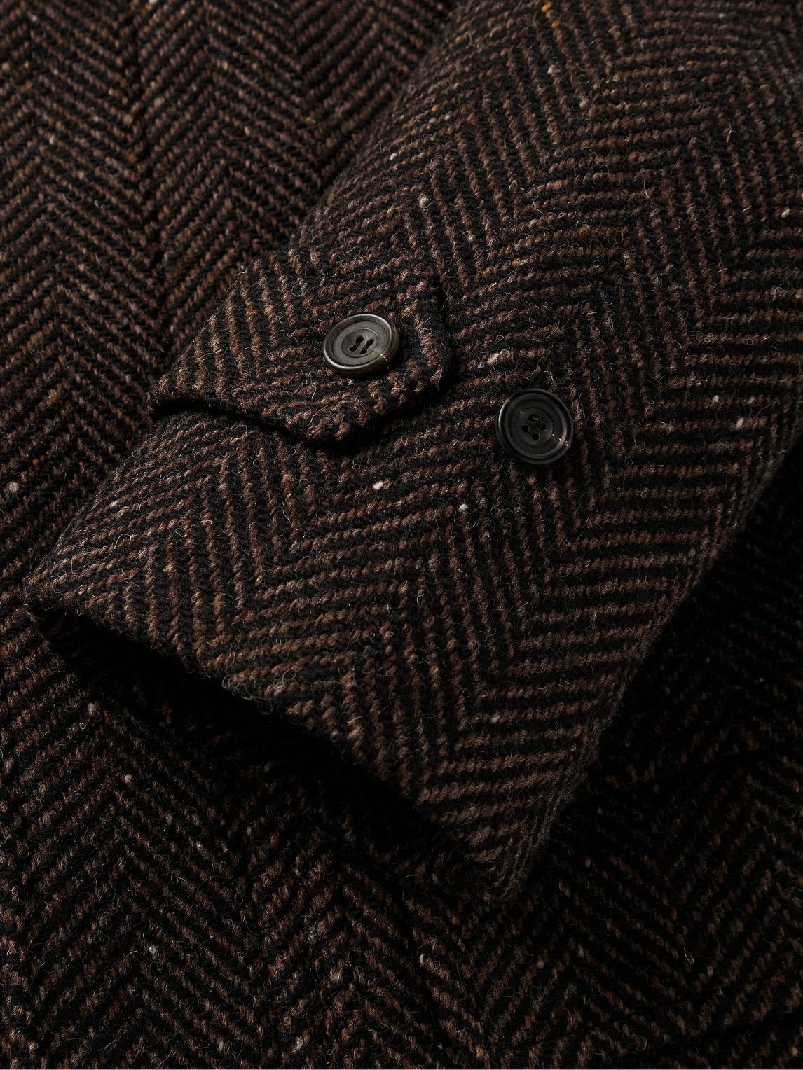 Drake's - Herringbone Wool Overcoat - Brown Drake's