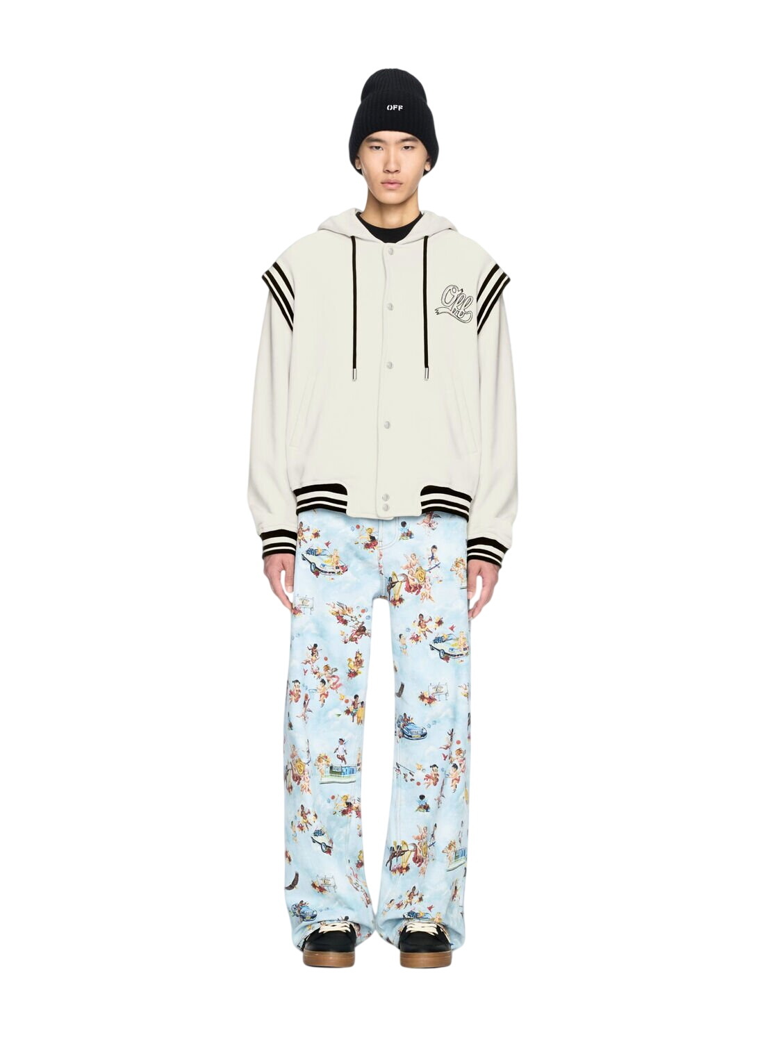 OFF WHITE Fleece 00 Varsity Hooded Jacket Off-White