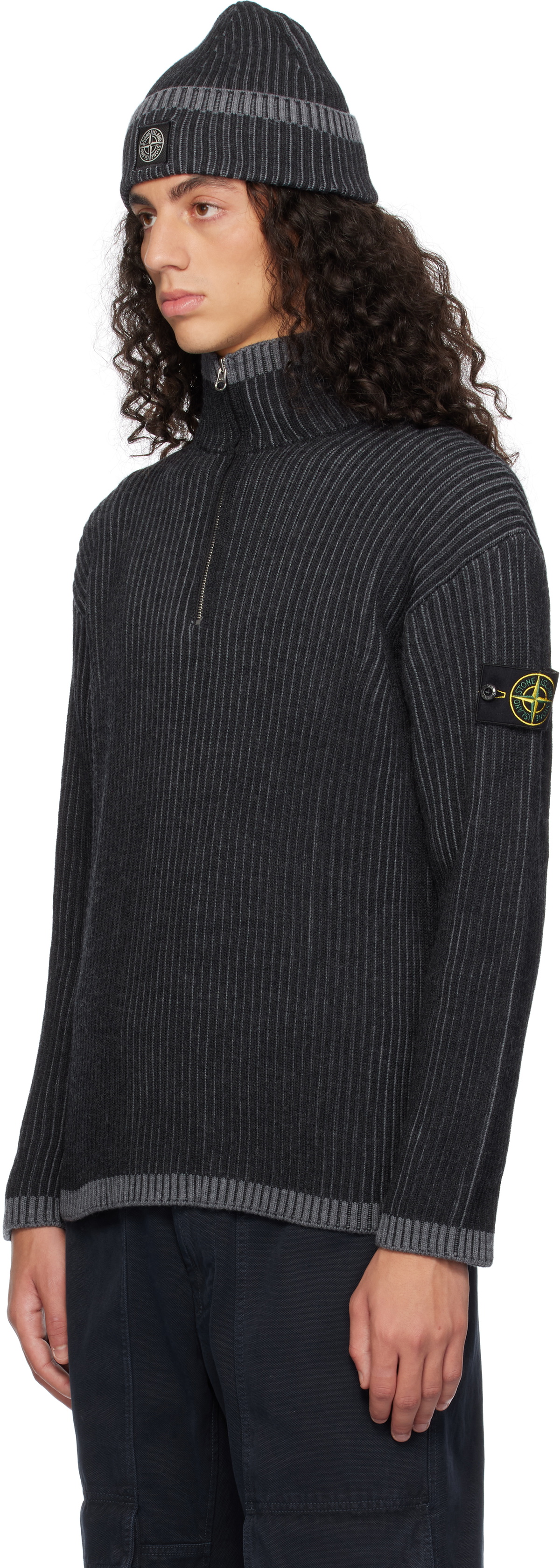 Stone Island Gray 516C1 Vanisé Full Rib RWS Wool Sweater Stone Island