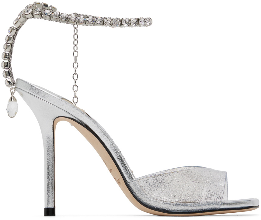 Jimmy Choo Silver Saeda 100 Heeled Sandals Jimmy Choo