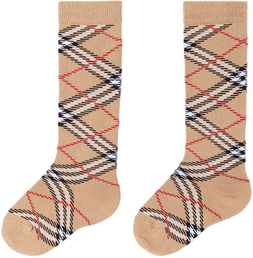 Burberry Kids Beige Check Socks Burberry