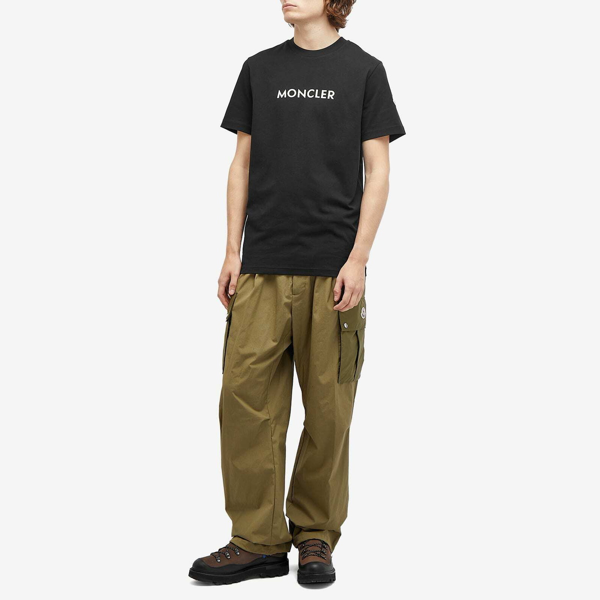 Moncler Men's Text Logo T-Shirt in Black Moncler