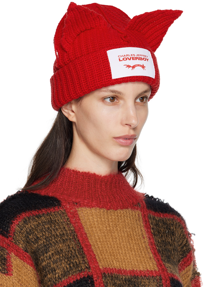 Charles Jeffrey Loverboy Red Chunky Ears Beanie Charles Jeffrey Loverboy