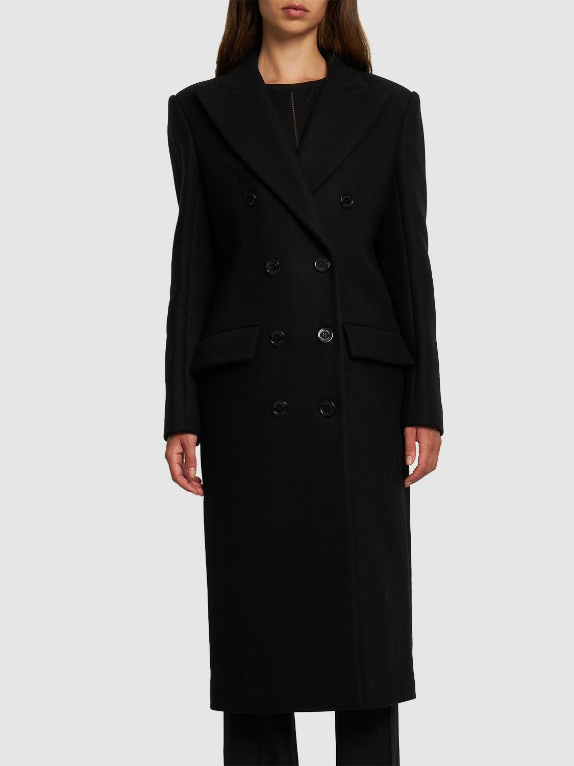 ALEXANDRE VAUTHIER - Double Breasted Wool Blend Long Coat Alexandre ...
