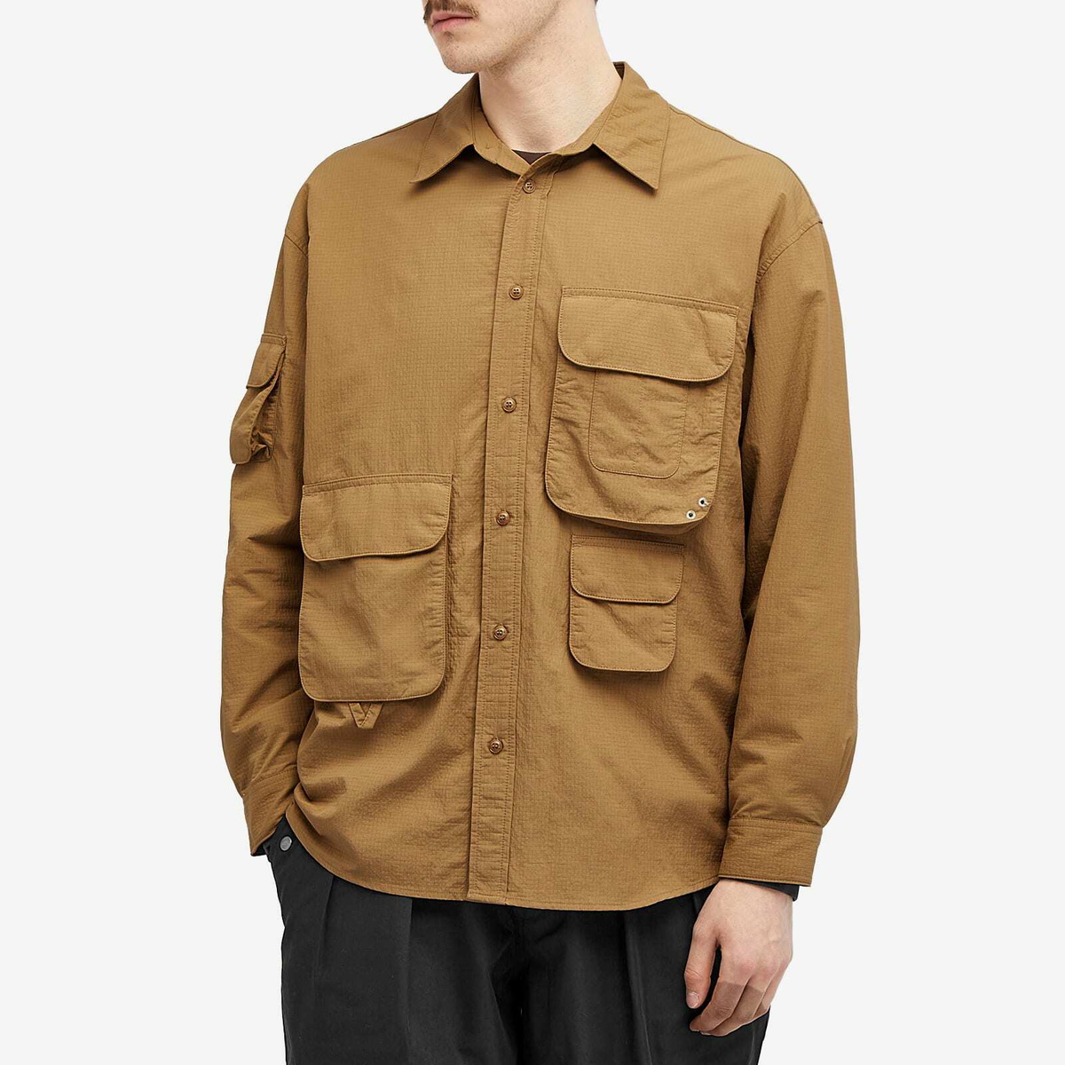 Uniform Bridge Men's Ripstop Multi Pocket Shirt in Tan Uniform Bridge
