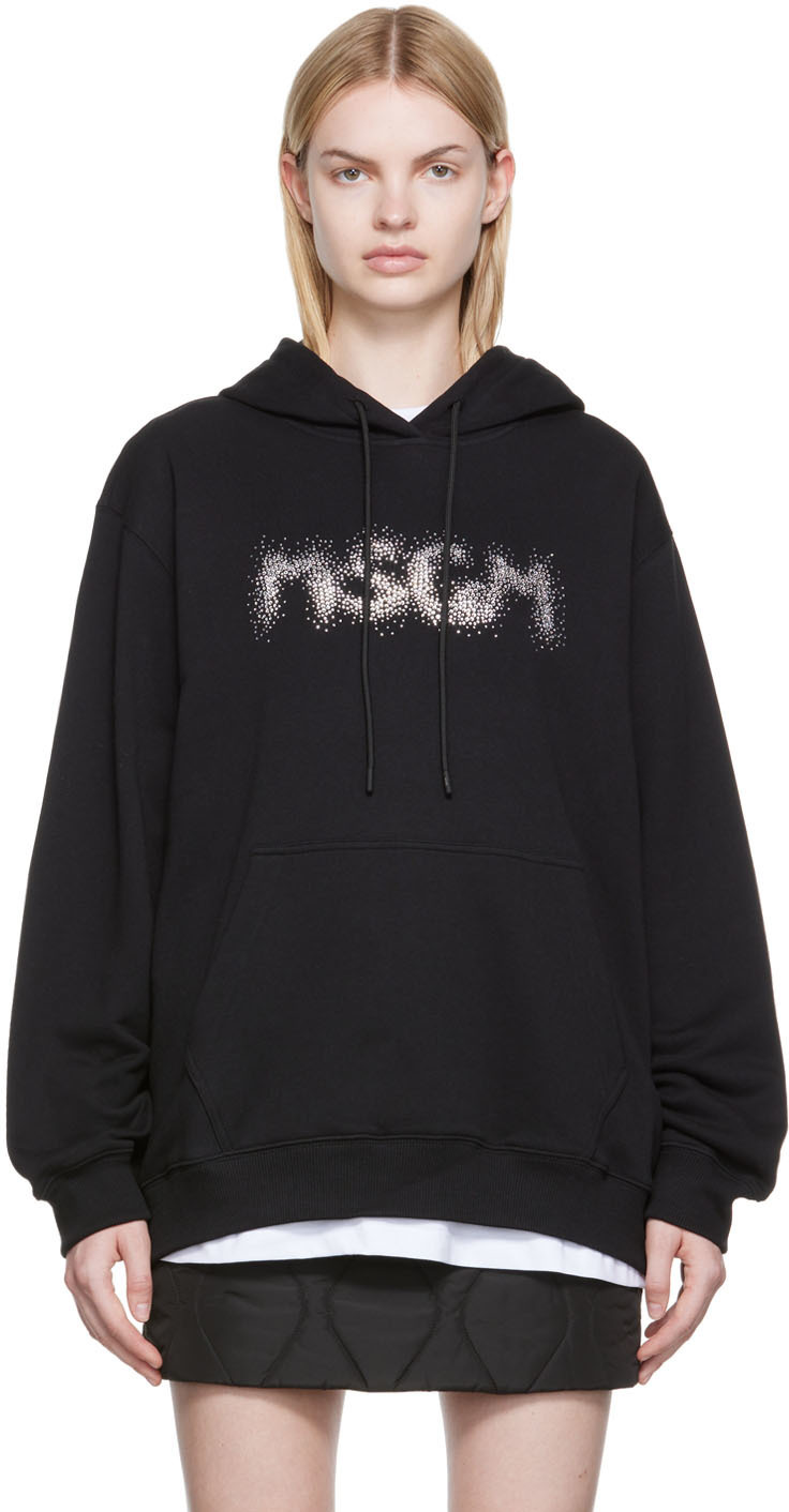 MSGM Black Cotton Hoodie MSGM