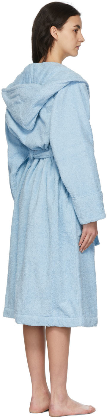 Tekla Blue Terry Hooded Robe Tekla Fabrics