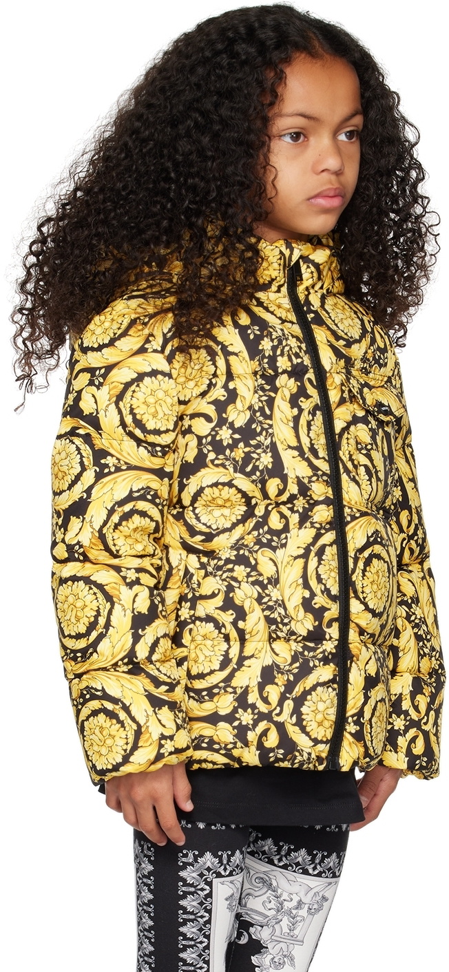 Versace Kids Black Barocco Down Jacket Versace