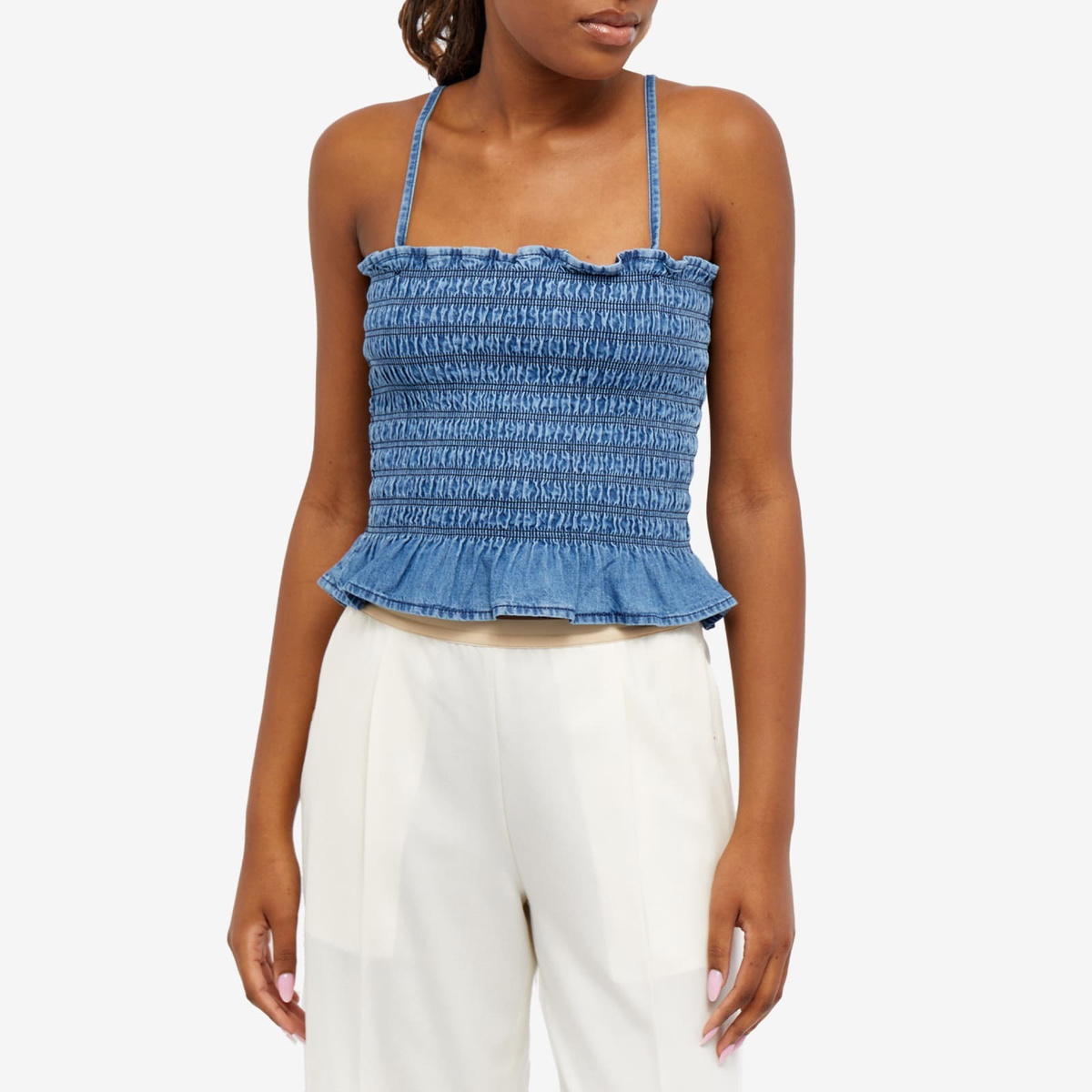 Isabel Marant Étoile Women's Daline Smoked Top in Light Blue Isabel ...