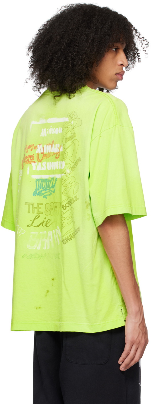 Miharayasuhiro Green Distressed T-Shirt Maison MIHARA YASUHIRO
