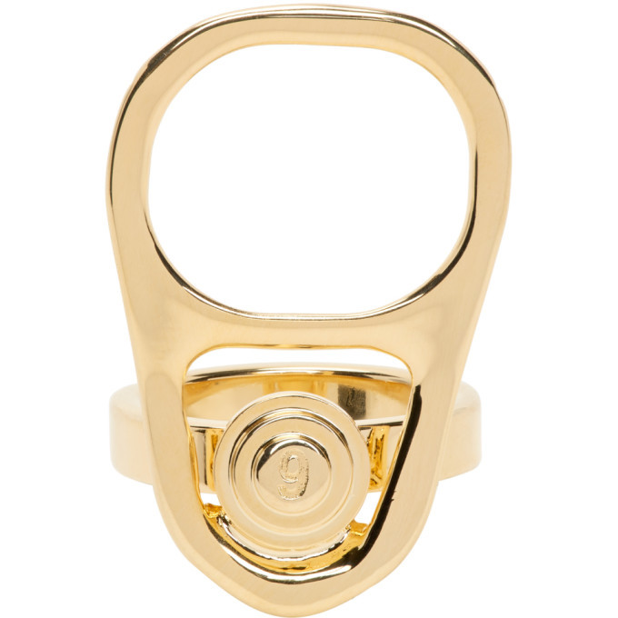 MM6 Maison Margiela Gold Can Tab Ring MM6 Maison Margiela