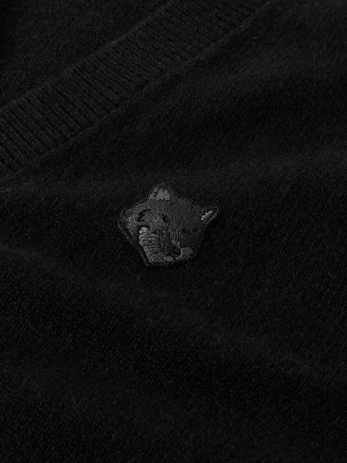 Maison Kitsuné - Bold Logo-Appliquéd Wool Cardigan - Black Maison Kitsune