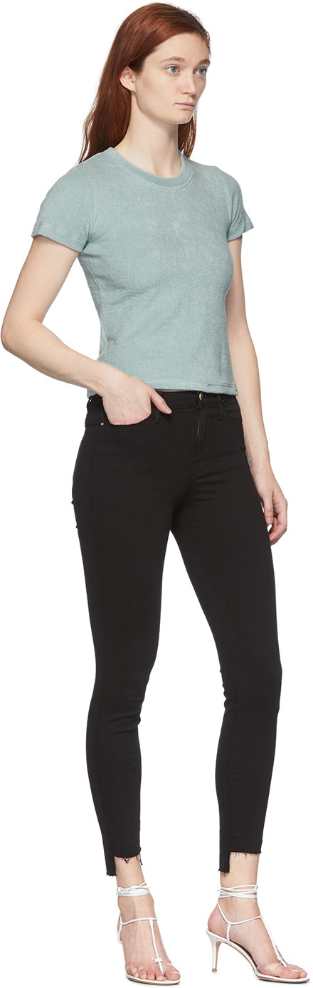FRAME Black 'Le High Skinny' Raw Stagger Jeans Frame Denim
