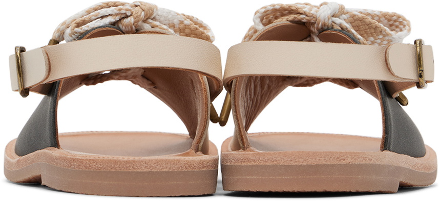 Misha & Puff Kids Black & White Lace-Up Sandals