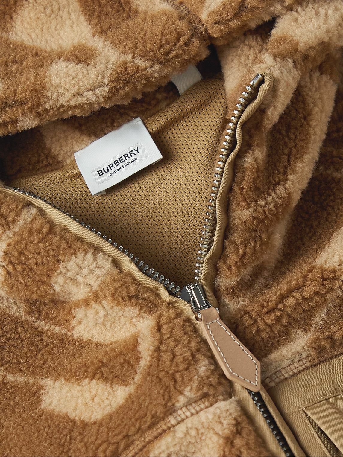 Burberry - Twill-Trimmed Logo-Print Fleece Zip-Up Hoodie Burberry - Twill-Trimmed Logo-Print Fleece Zip-Up Hoodie