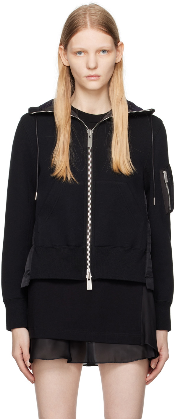 sacai Black Paneled Hoodie Sacai