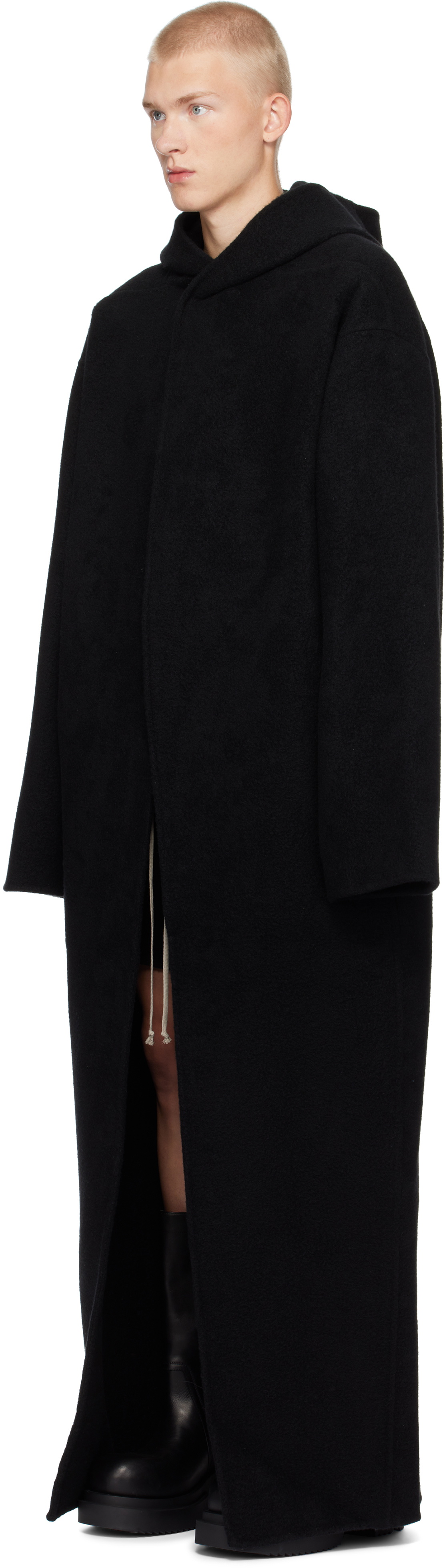 Rick Owens Black Porterville Hooded Robe Long Coat Rick Owens