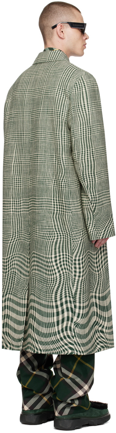 Burberry Green Warped Houndstooth Coat Burberry