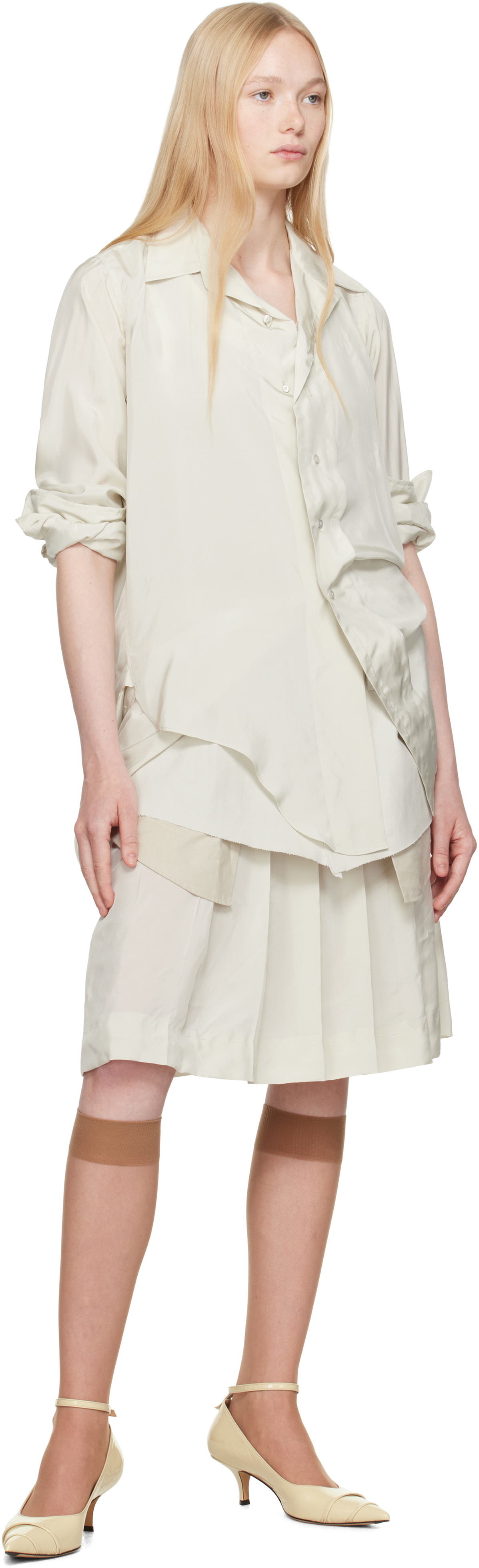 Maison Margiela Beige Dropped Hem Shirt Maison Margiela