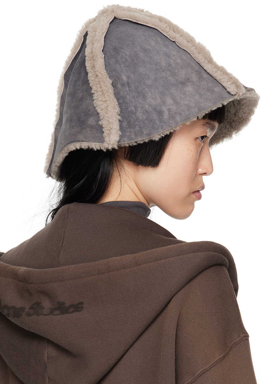 Acne Studios Gray Shearling Bucket Hat Acne Studios